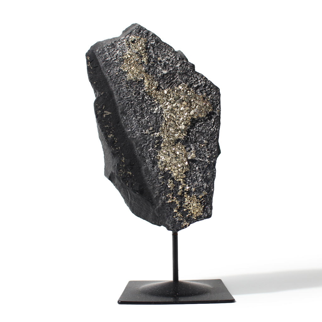 Pyrite on Basalt Specimen on Stand #5 – Stonebridge Imports
